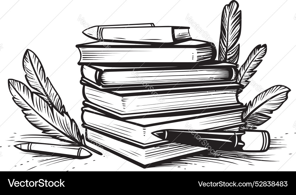 Scholars spire classic book stack logo library Vector Image