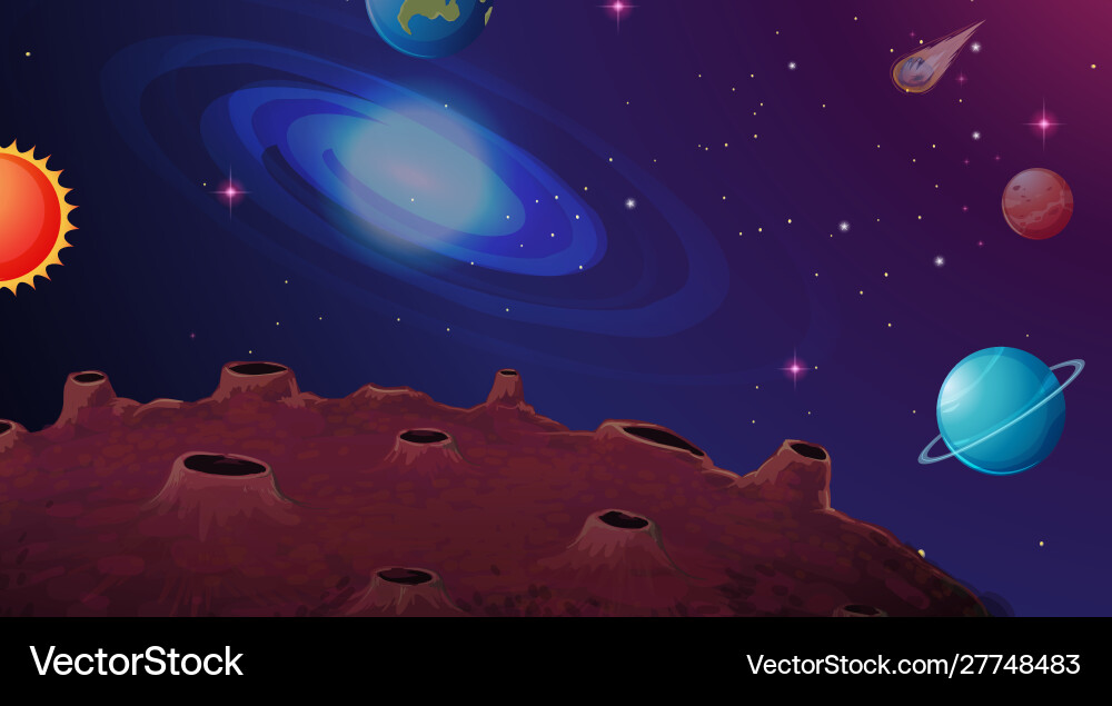 Solar system planet scene Royalty Free Vector Image