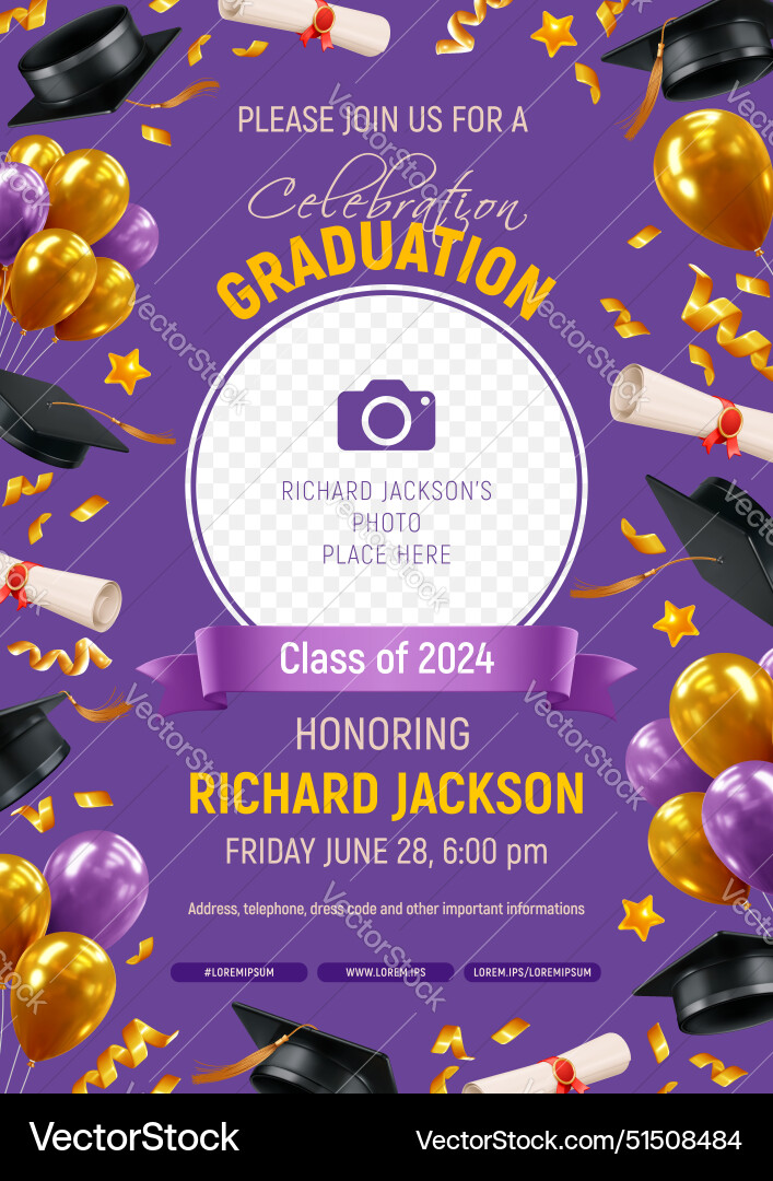 Celebration graduation party poster template Vector Image