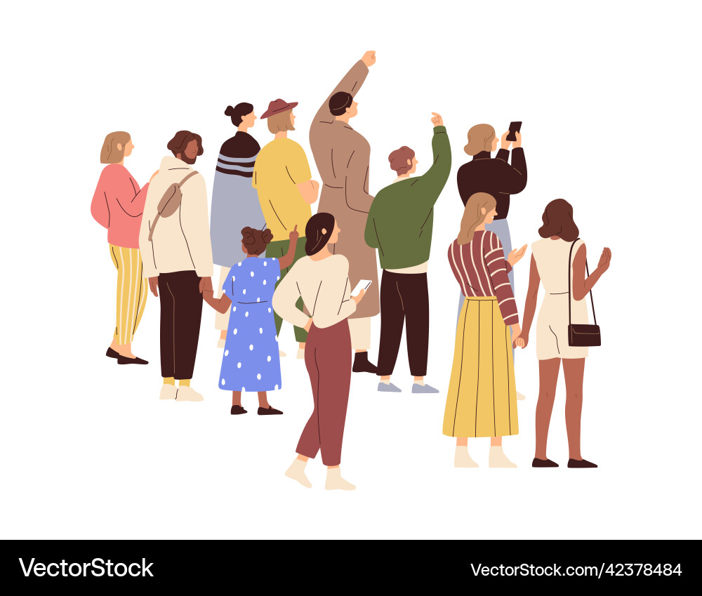 Group of people gathering back view backside Vector Image