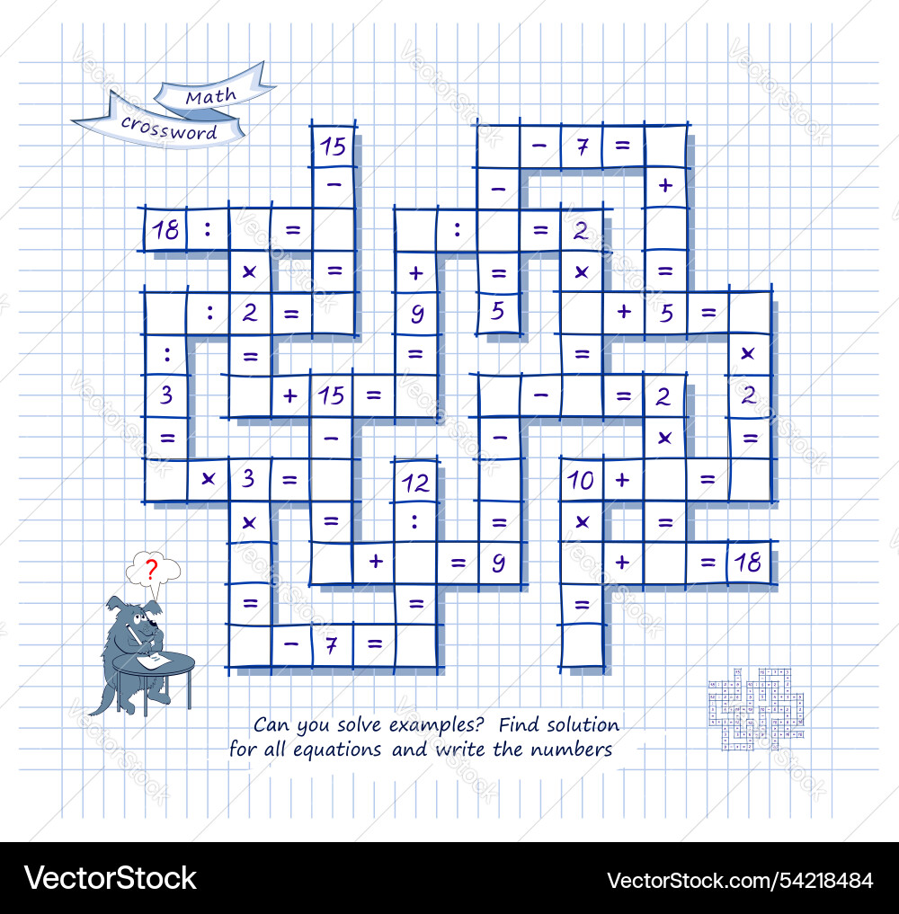 Mathematical Crossword Puzzle Royalty Free Vector Image