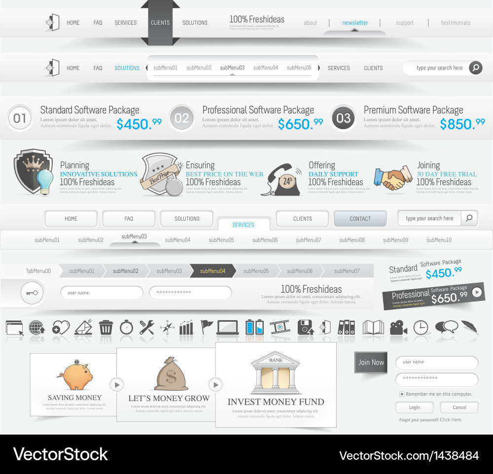 Web template navigation Royalty Free Vector Image