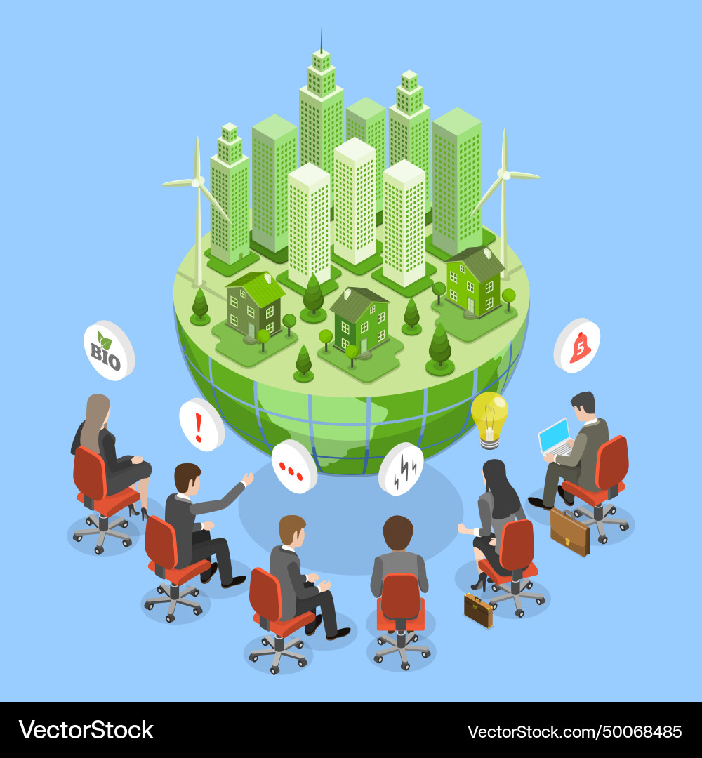 3d isometric flat of business Royalty Free Vector Image