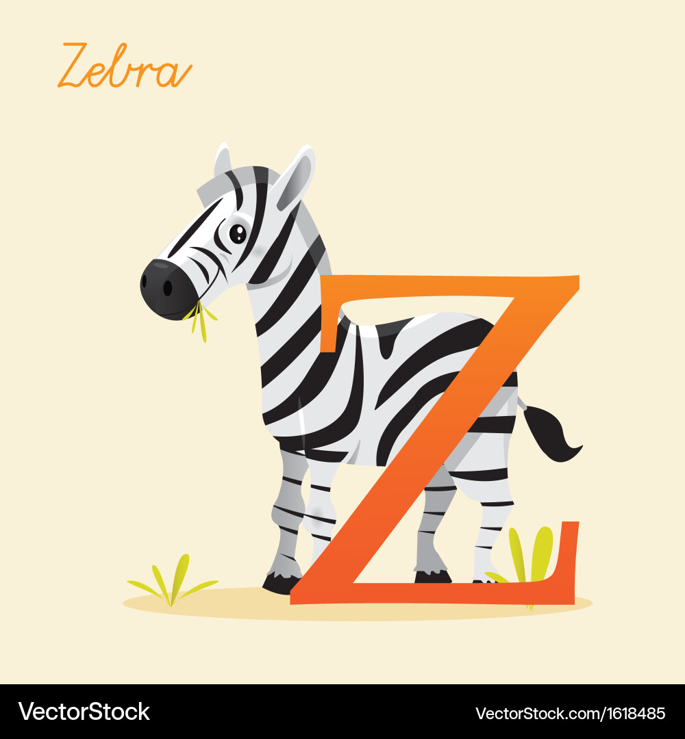 Animal alphabet with zebra Royalty Free Vector Image