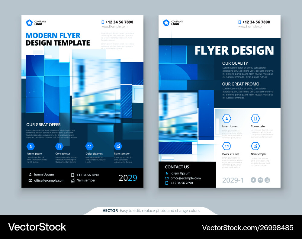 Blue flyer template layout design corporate Vector Image