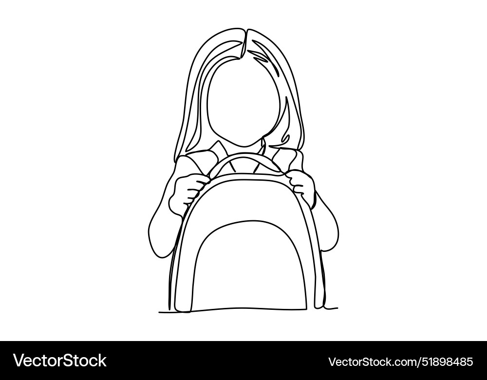 Child in school uniform one line drawing Vector Image