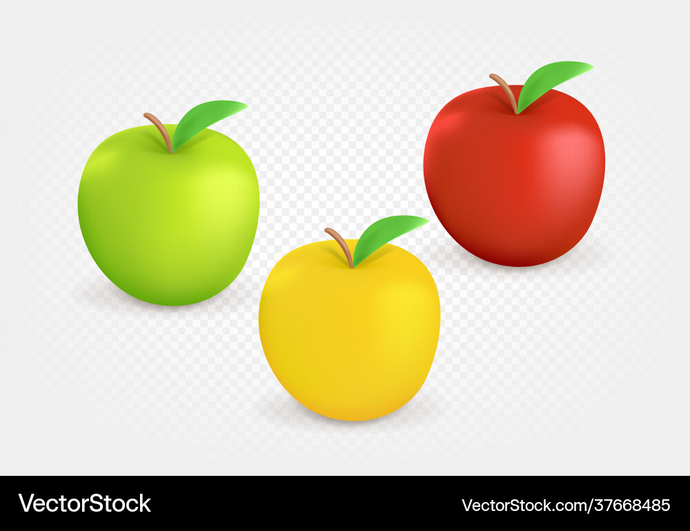 Color apples isolated on transparent background Vector Image