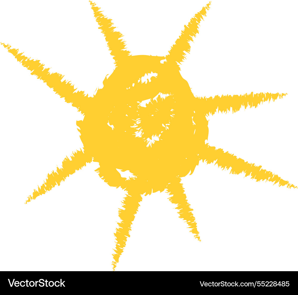 Crayon kids scribble sun Royalty Free Vector Image