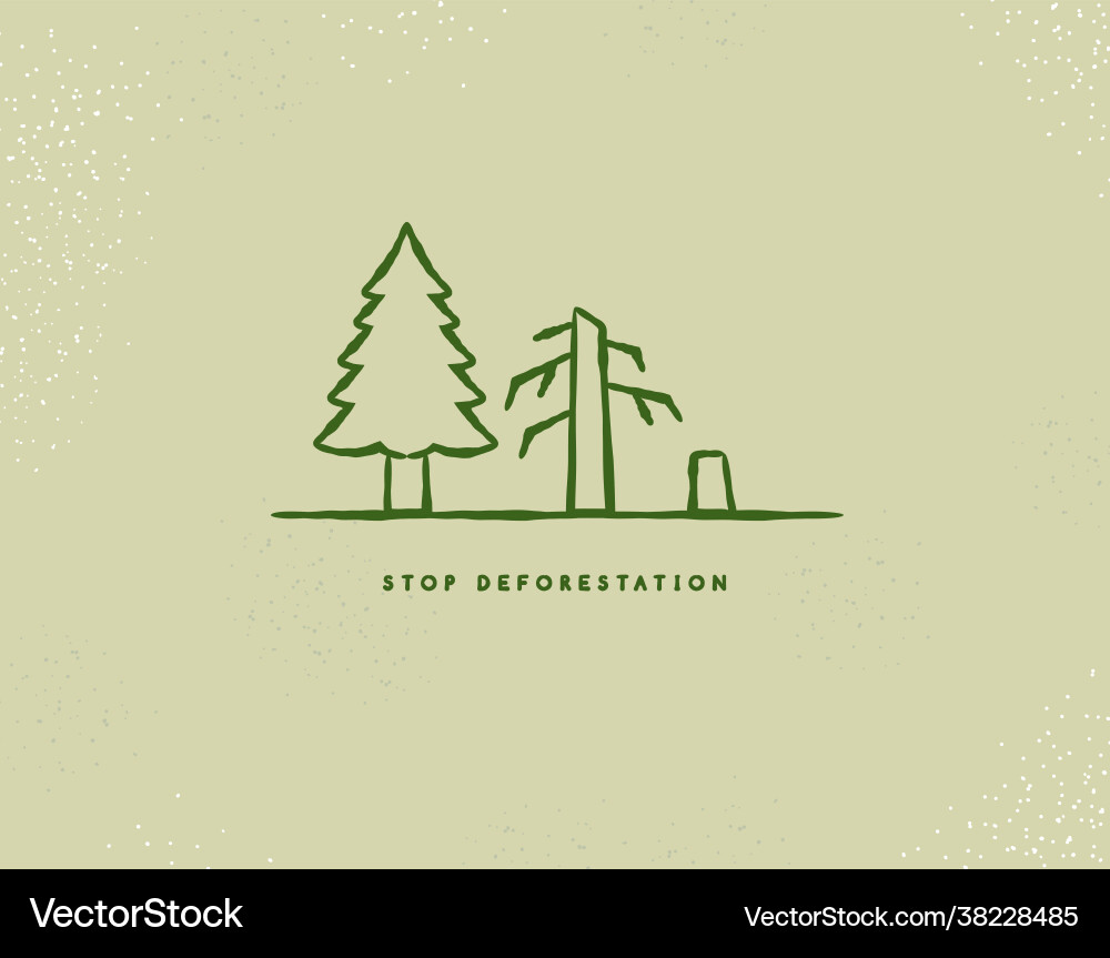 Deforestation Tree Icon - Stop Cut Down Royalty Free Vector