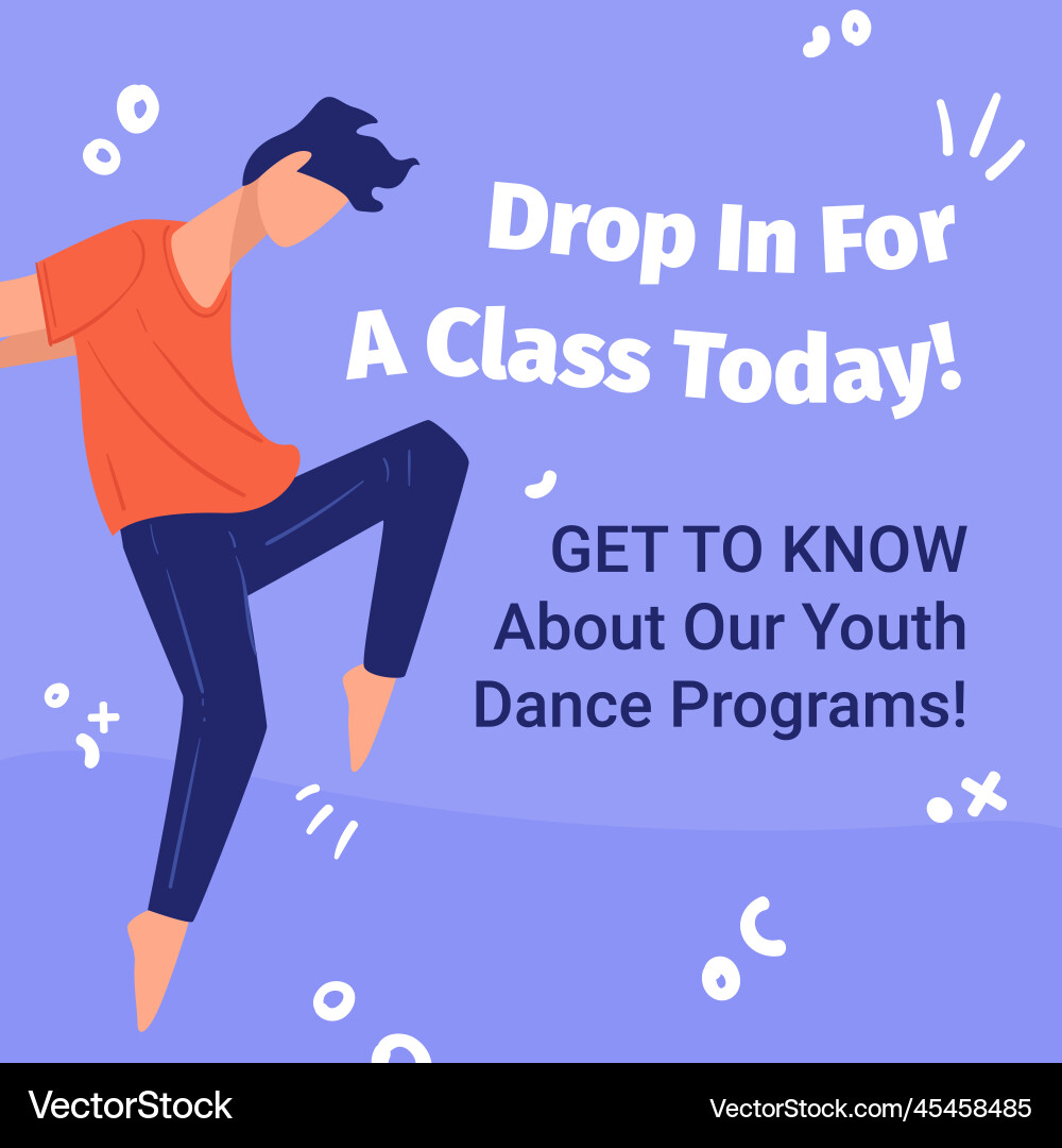 Drop in class today dance program and training Vector Image