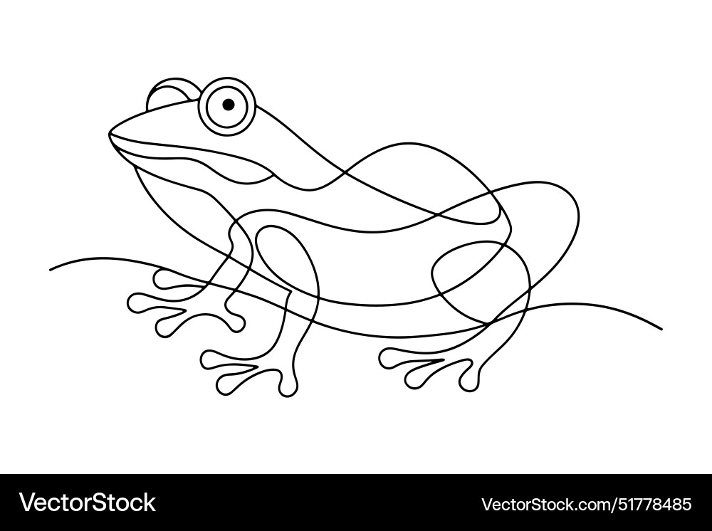 Frog continuous line art on white background Vector Image