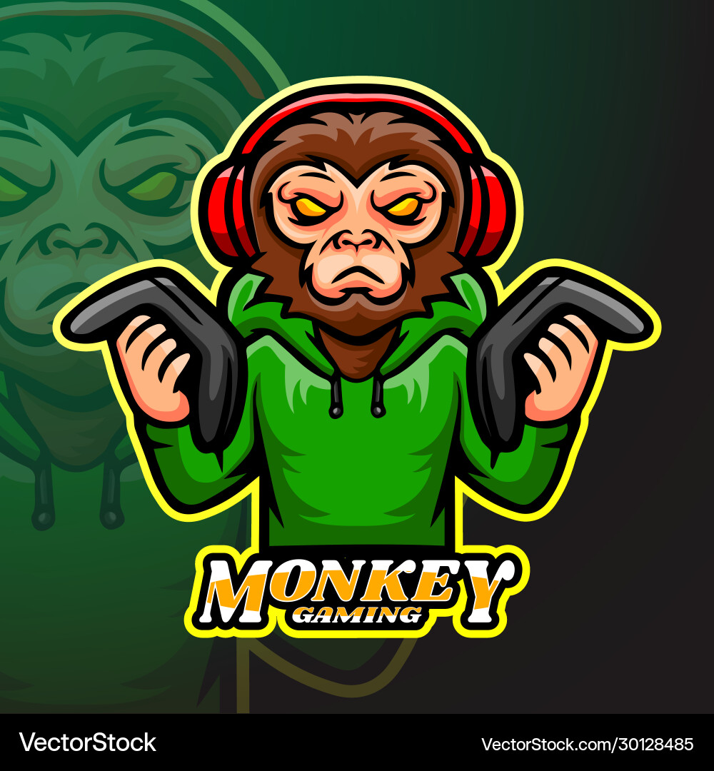 Gaming monkey esport logo design Royalty Free Vector Image