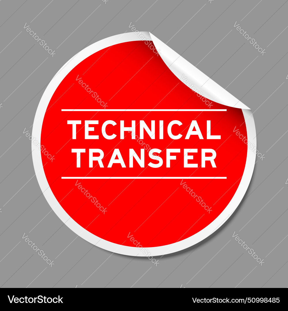 Red color peel sticker label with word technical Vector Image