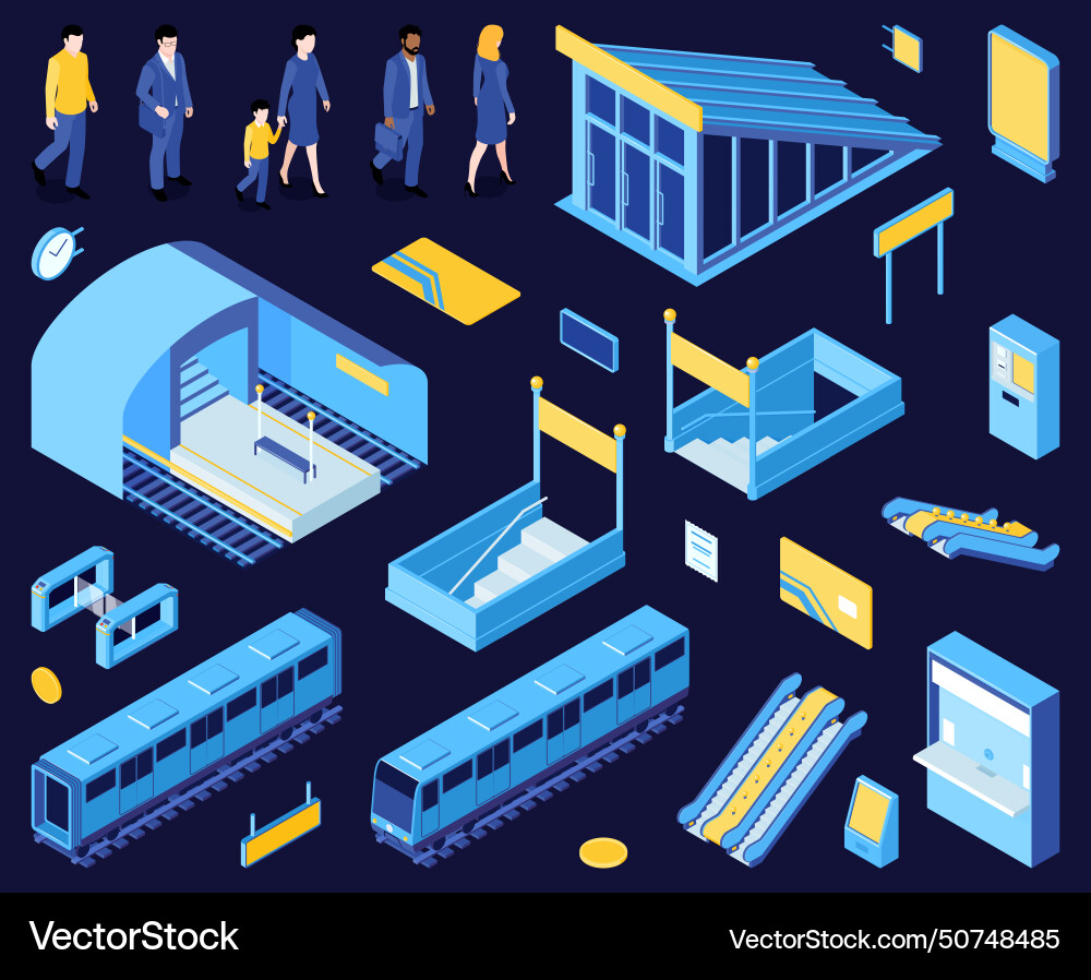 Subway elements background set Royalty Free Vector Image