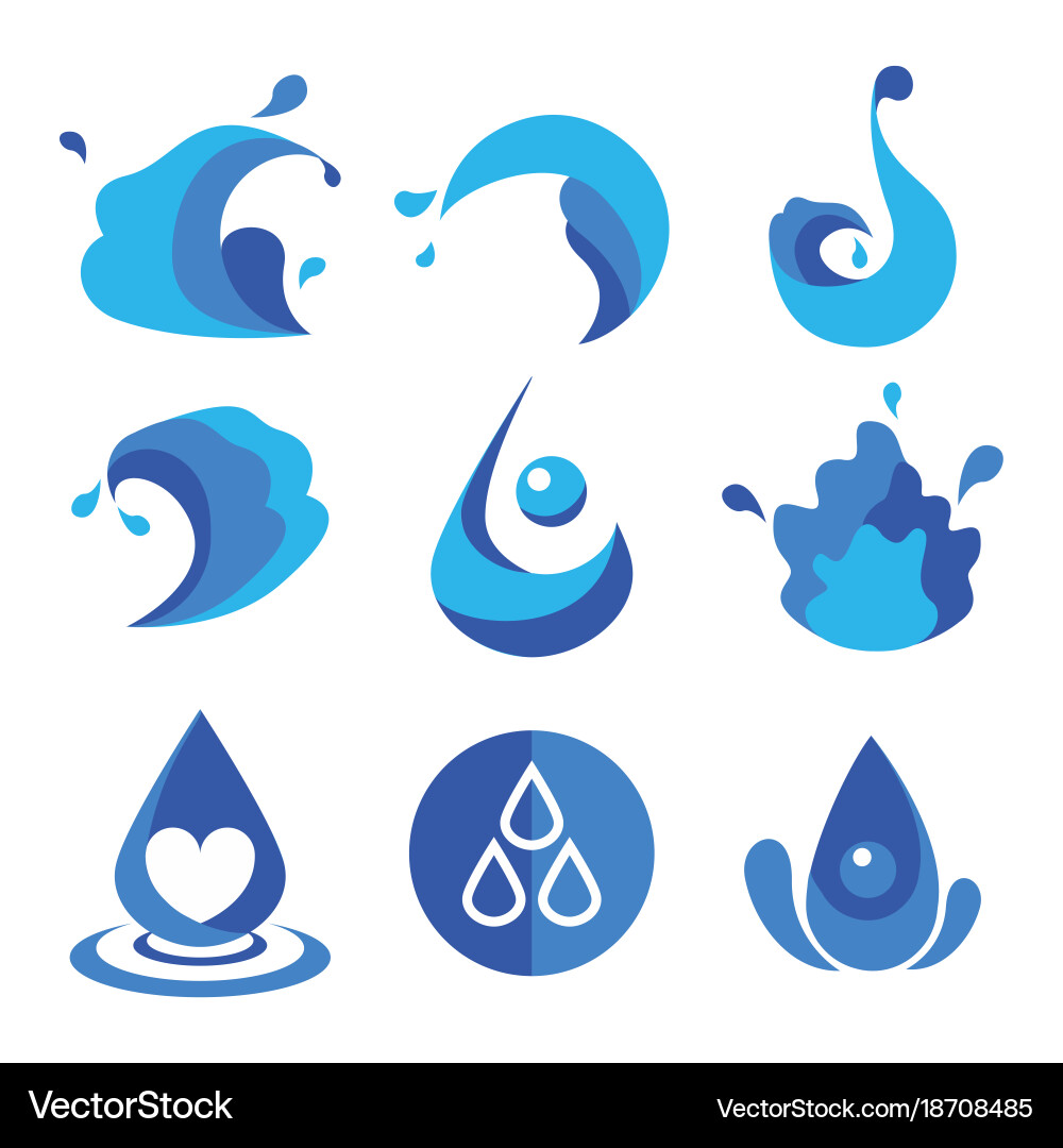 Water element visual design set Royalty Free Vector Image