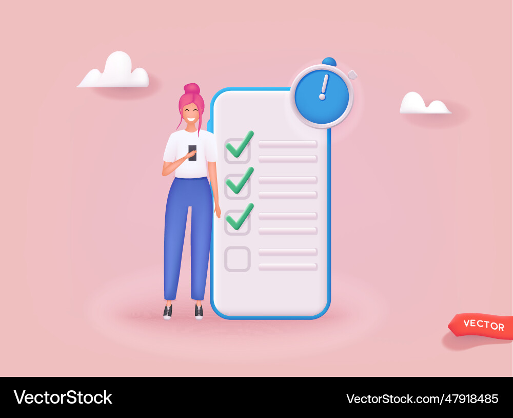 Woman check her schedule time management concept Vector Image