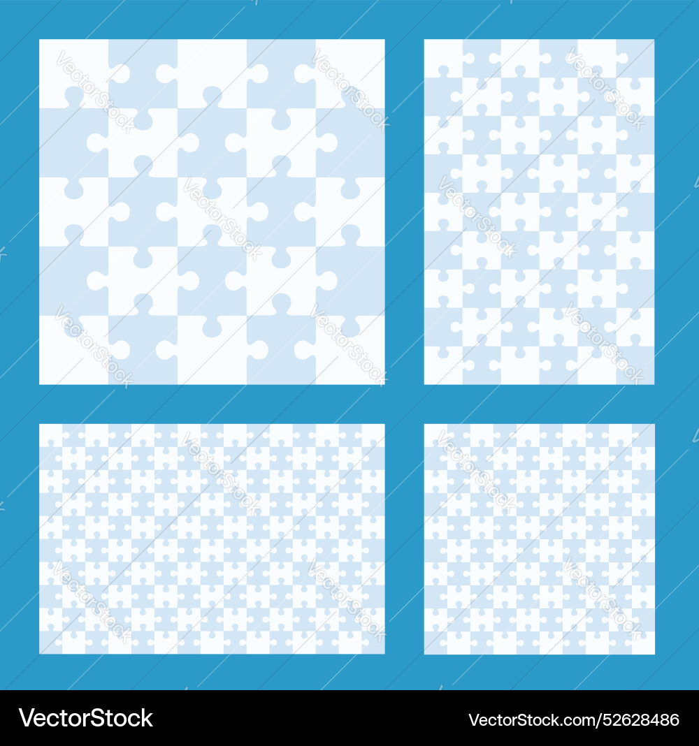 Blue colored puzzle set 5 x 6 9 10 Royalty Free Vector Image