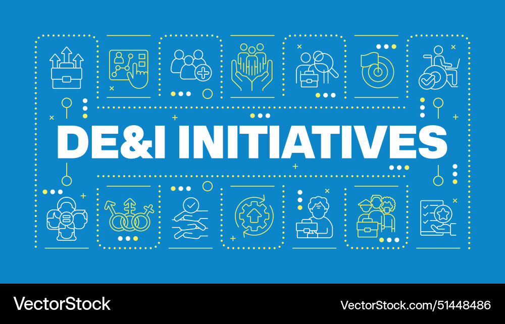 Dei initiatives blue word concept Royalty Free Vector Image
