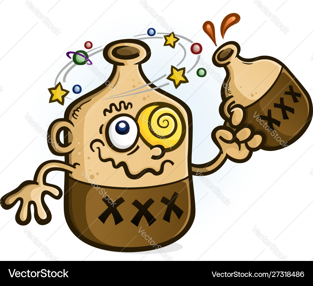 Dizzy Moonshine Drinker Cartoon Royalty Free Vector Image