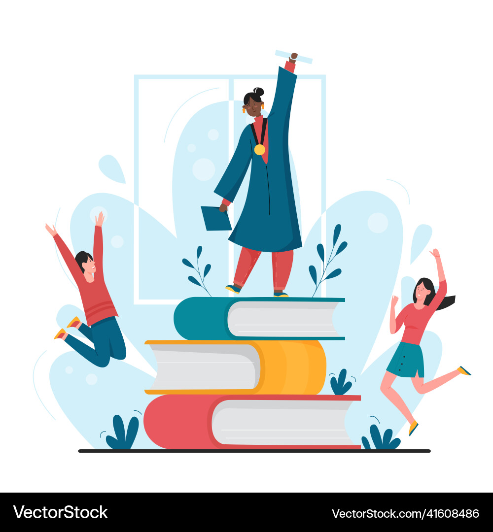 Graduate people students celebrate success Vector Image