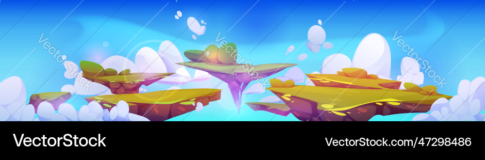 Island floating in sky fantasy game background Vector Image