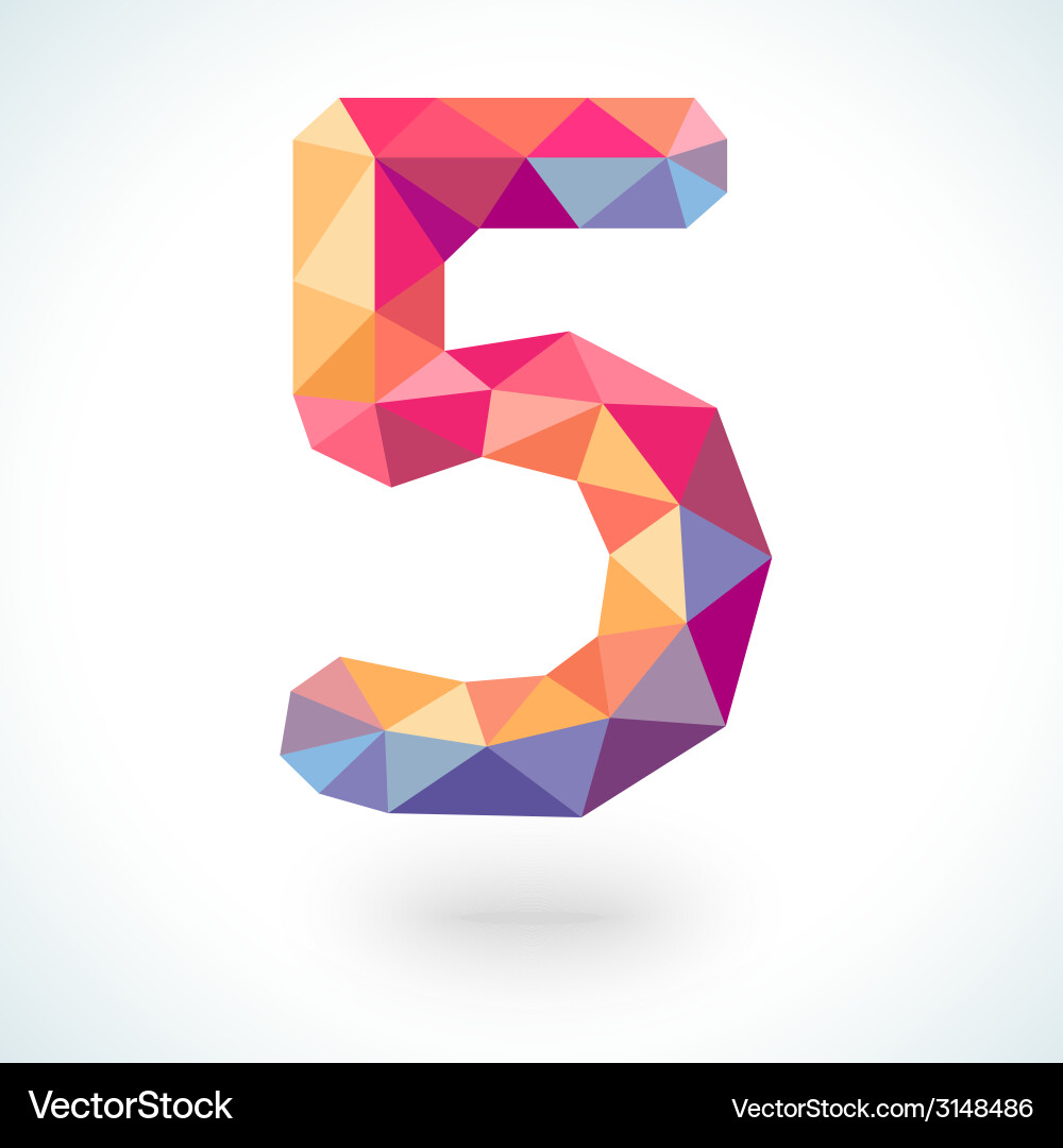 Number five in modern polygonal crystal style Vector Image