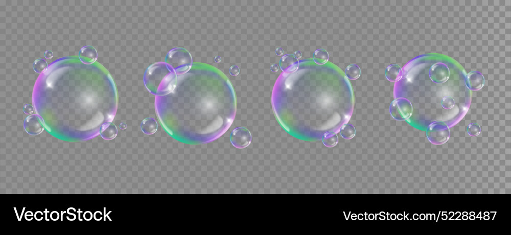 Bubbles with rainbow reflections isolated Vector Image