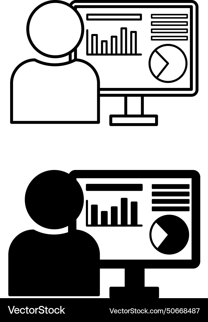 Data analyst icons black and white Royalty Free Vector Image