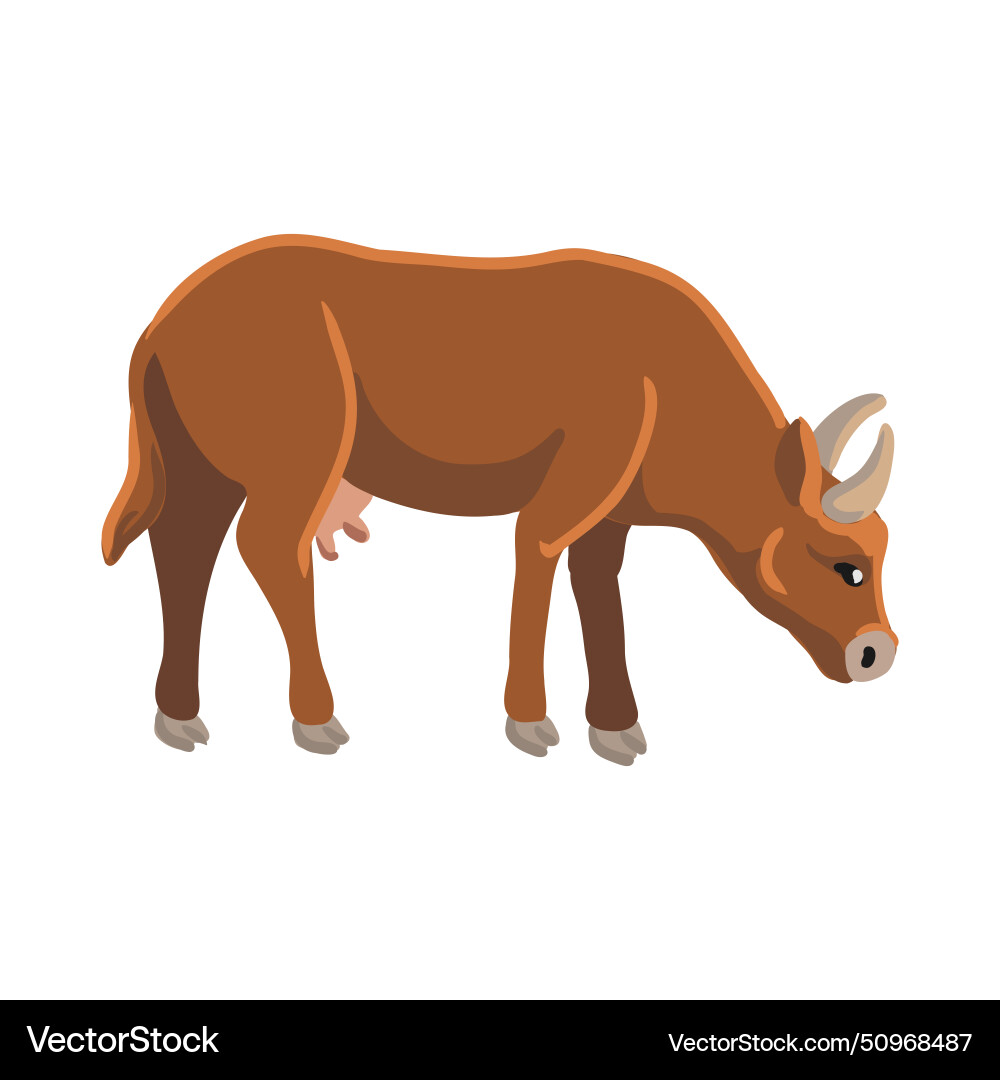Drawing brown cow Royalty Free Vector Image - VectorStock