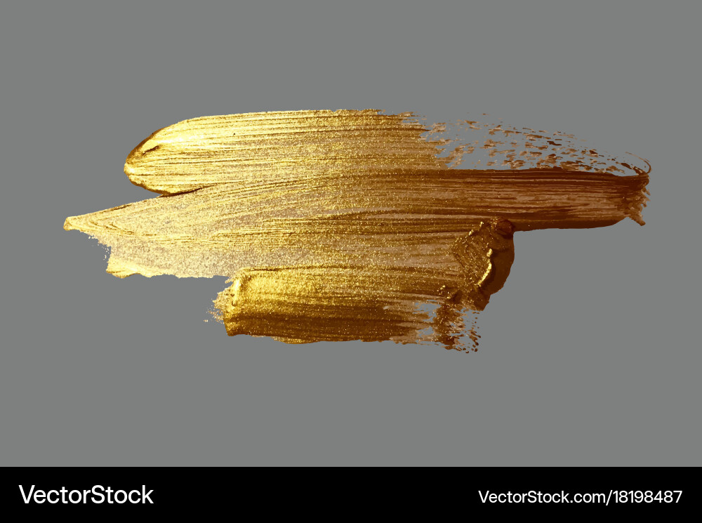 Hand drawing gold brush stroke paint Royalty Free Vector