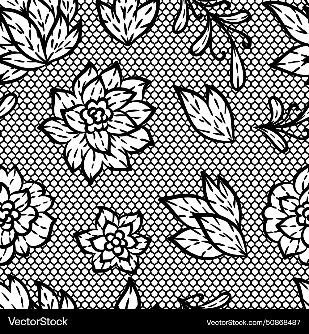Lace pattern with flowers embroidery handmade Vector Image