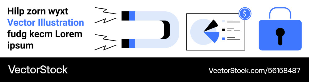 Magnet attracting data insights alongside secure Vector Image