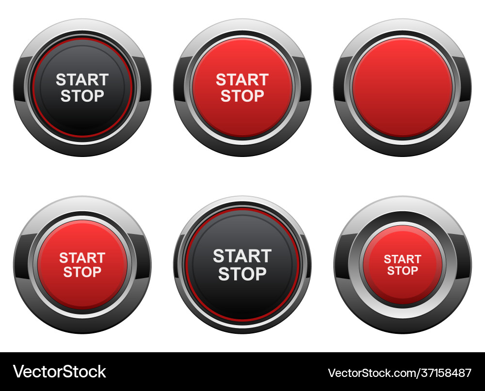 Start engine button design isolated on white Vector Image