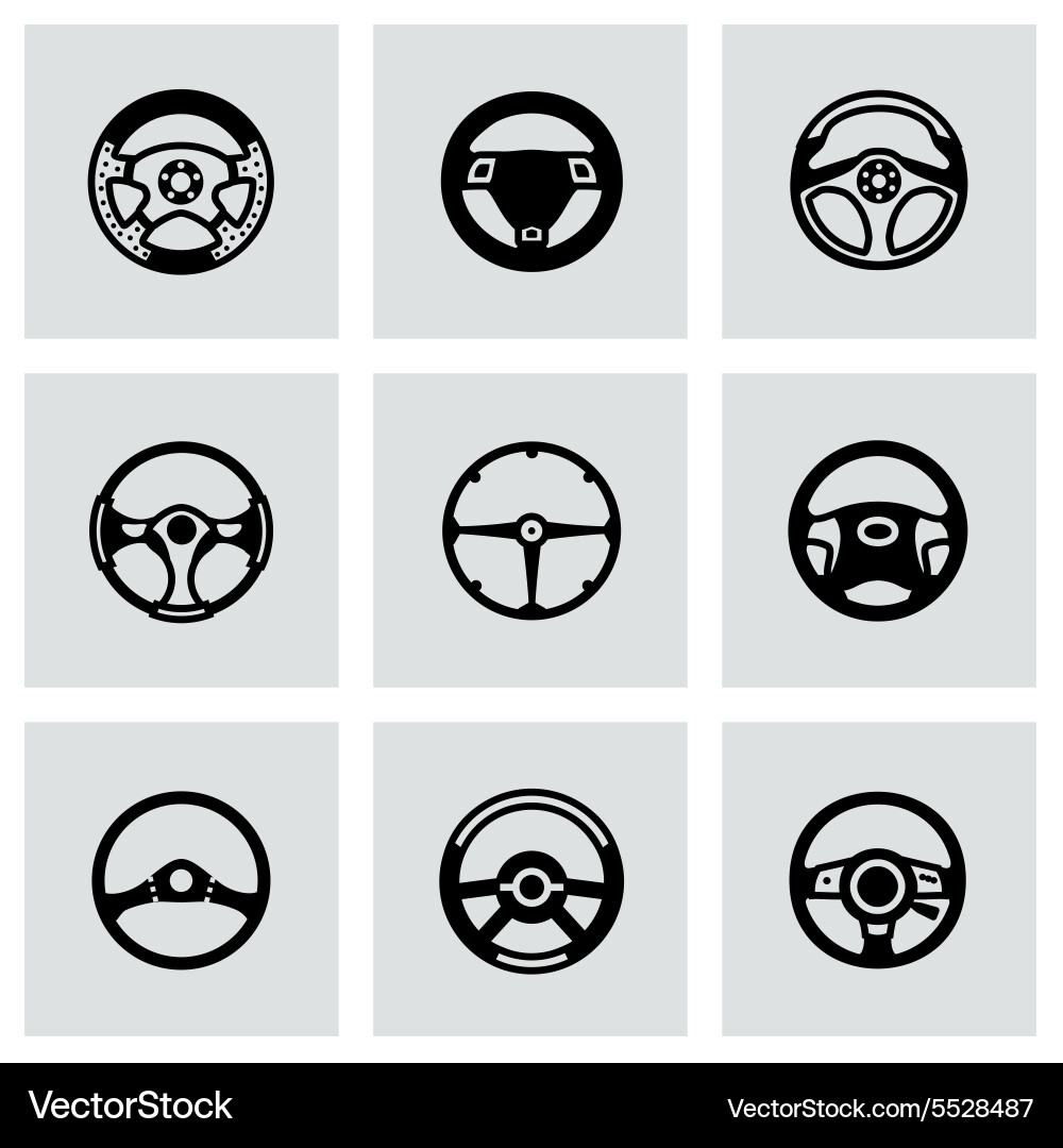 Steering Wheel Icon Collection Royalty Free Vector Image
