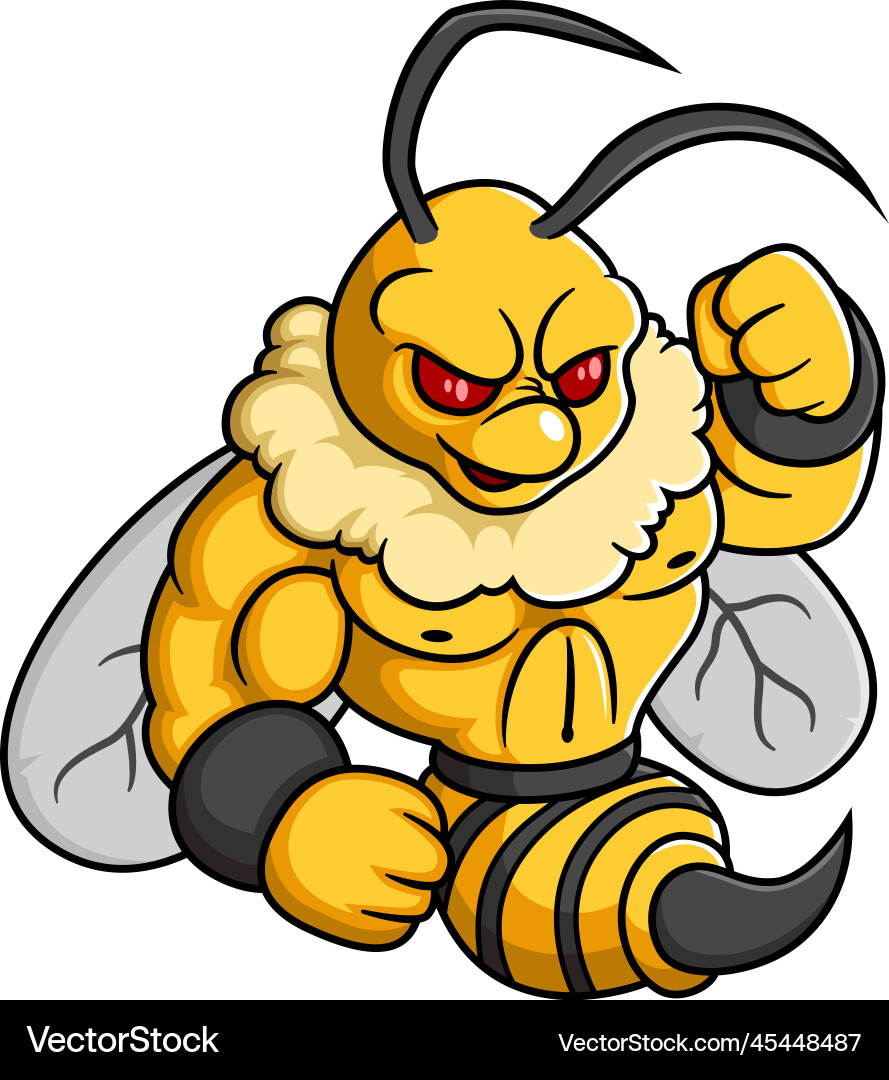Strong fierce bees cartoon character Royalty Free Vector
