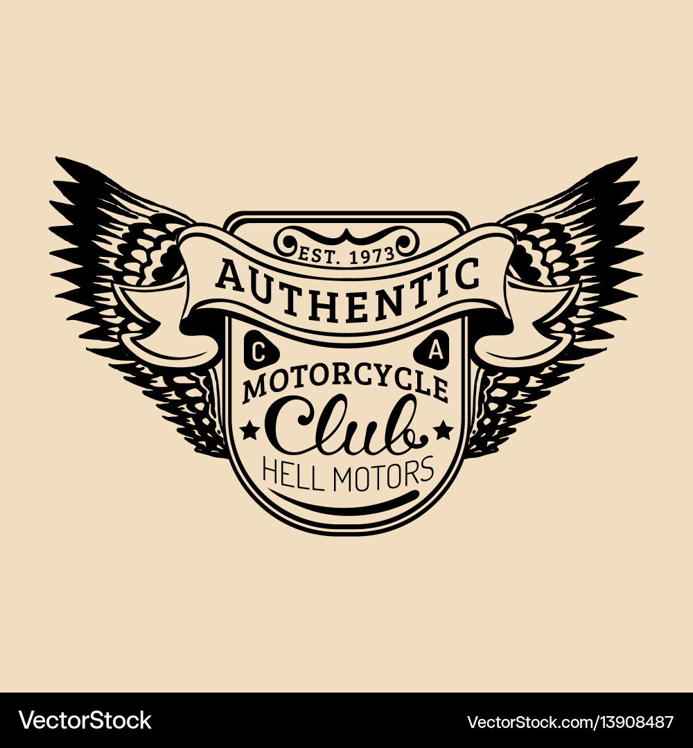 Vintage Biker MC Logo with Wings Royalty Free Vector Image