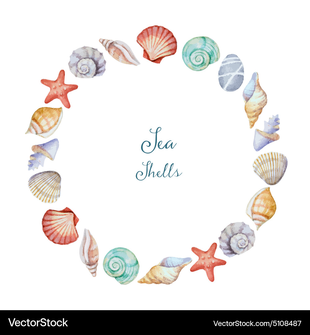 Circle Frame Sea Shells Vector Images (over 410)