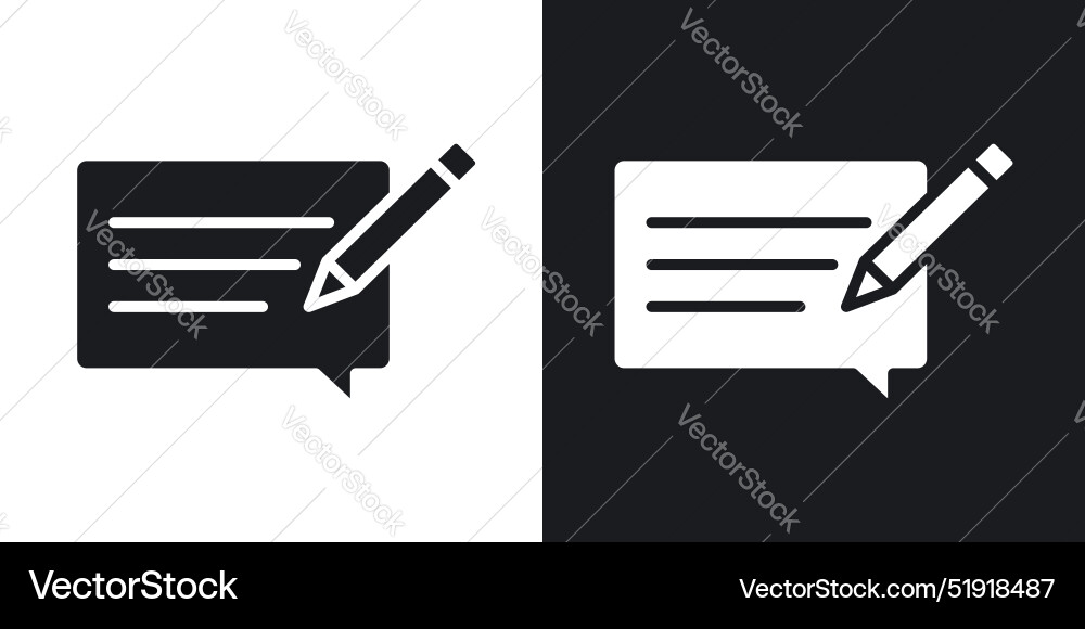Write comment icon set in solid black and white Vector Image
