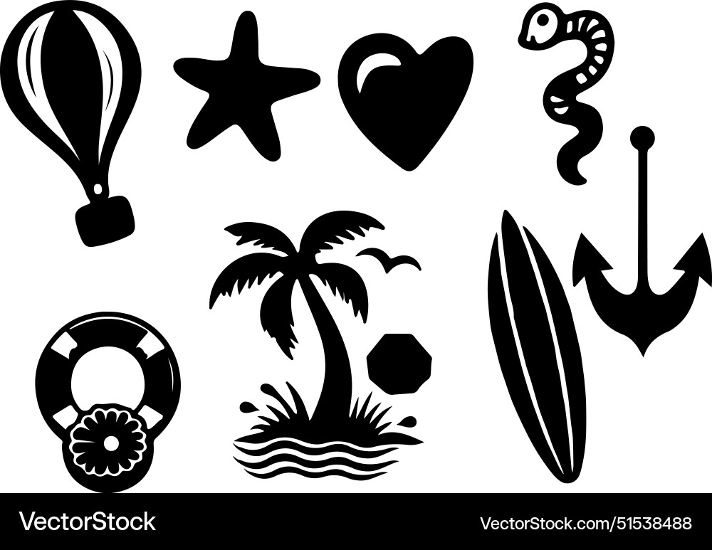 Beach elements - surfing elements- summer Vector Image