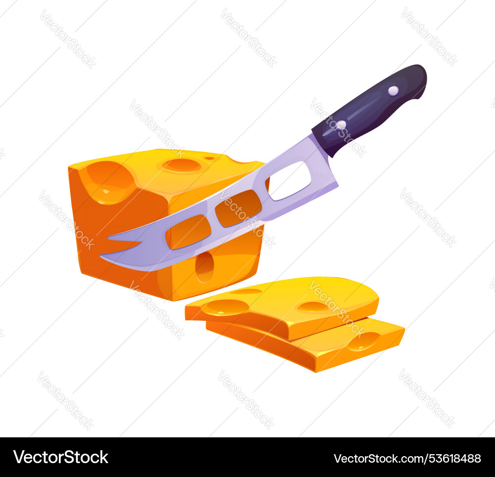 Cheese knife slicing through a block Royalty Free Vector