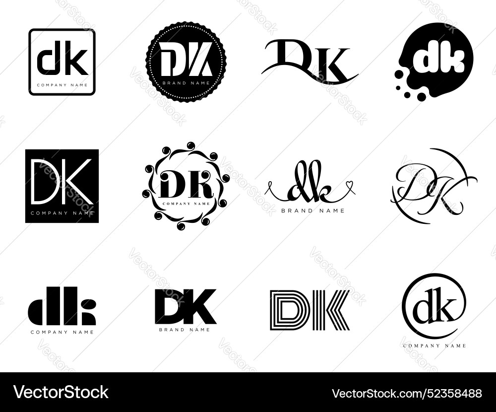 Dk logo company template letter d and k logotype Vector Image