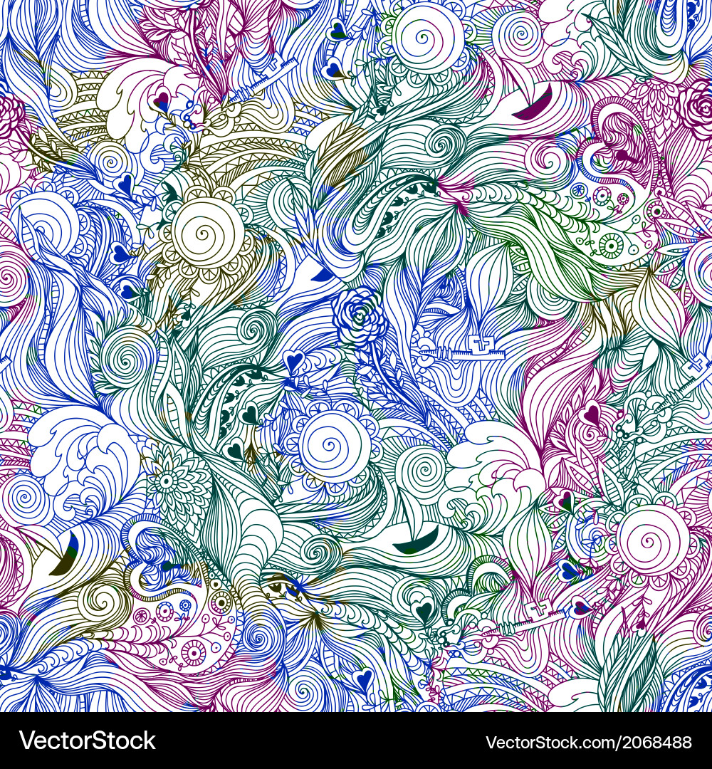 Floral Seamless Pattern - Elegant Scrollwork Vector Image