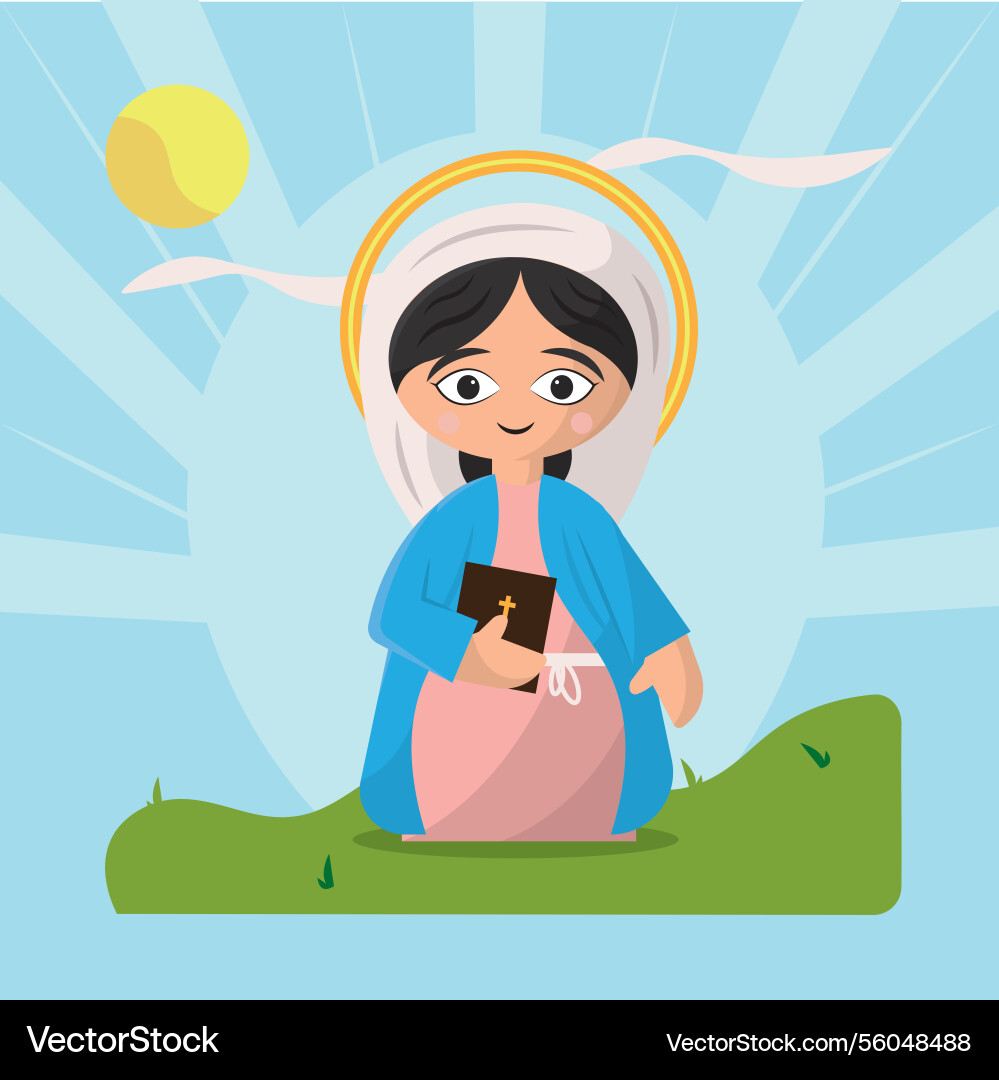 Isolated cute virgin mary character Royalty Free Vector