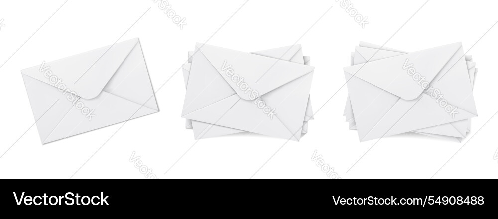 Realistic white paper envelope stack collection Vector Image