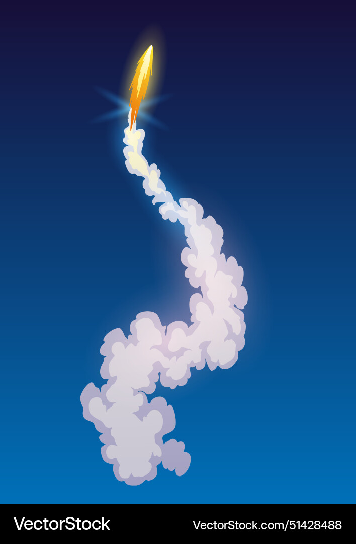 Rocket trail fire smoke spaceship launch Vector Image