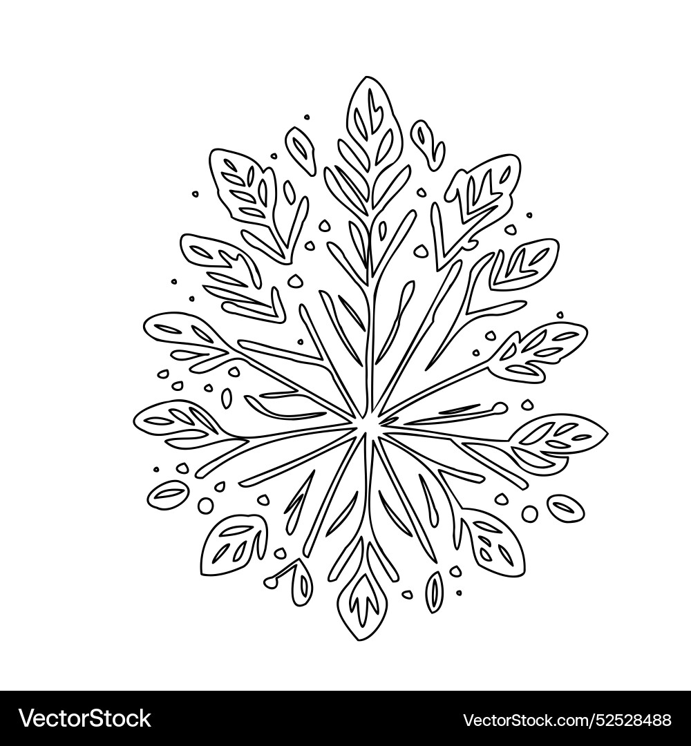 Snow flake outline sketch Royalty Free Vector Image