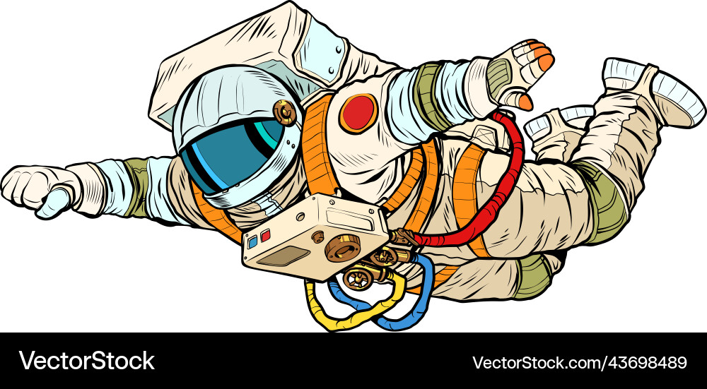 An astronaut in a spacesuit flies forward like Vector Image
