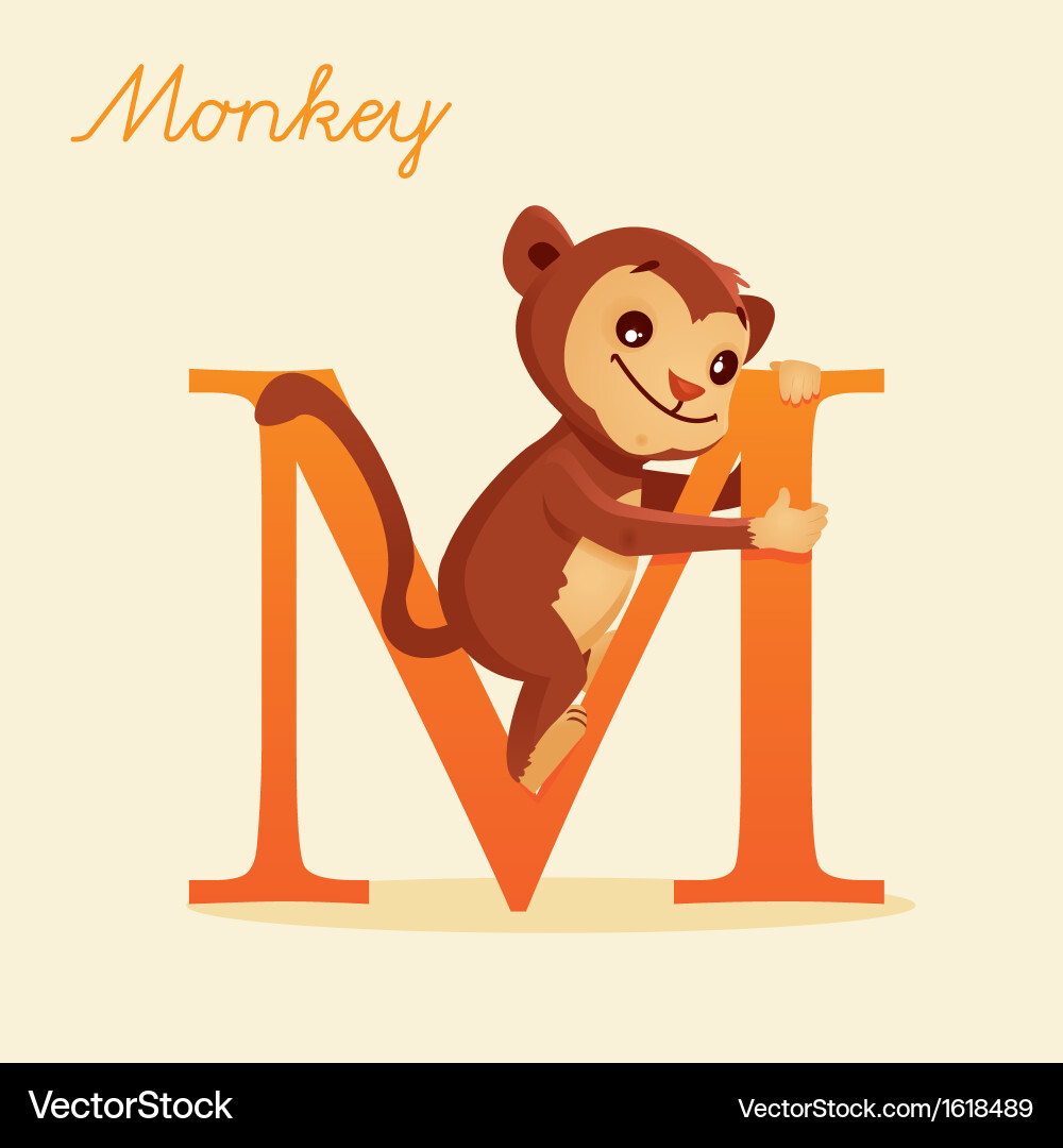 Animal alphabet with monkey Royalty Free Vector Image