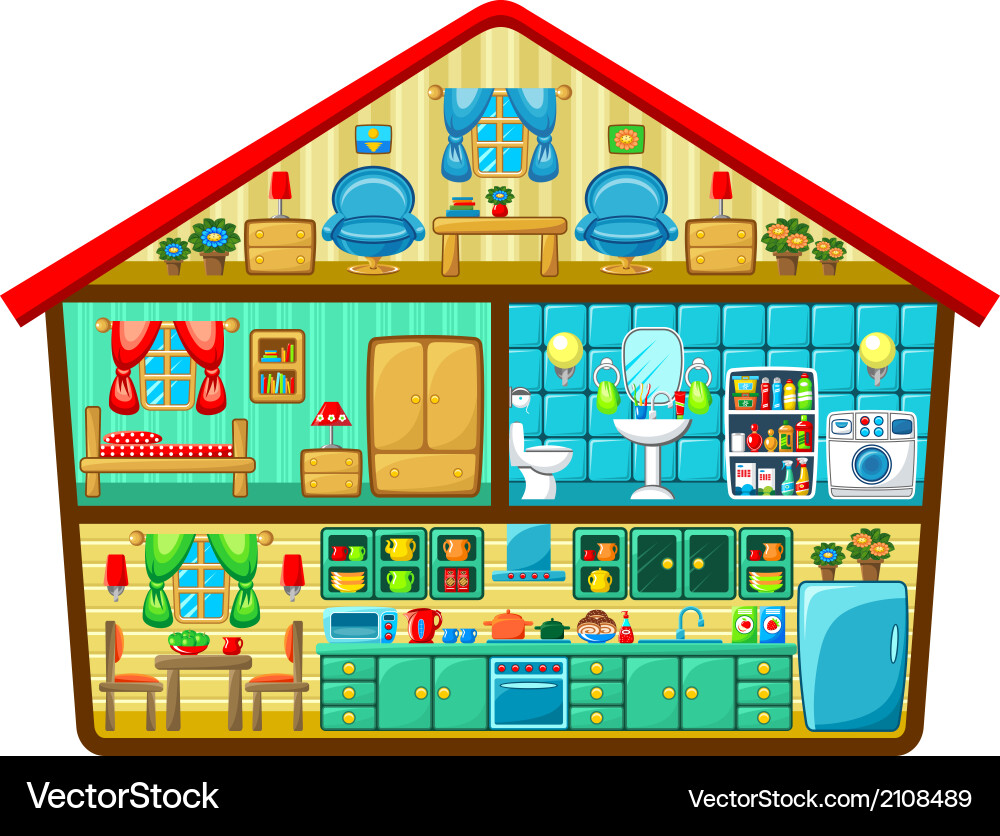 Cartoon house in a cut Royalty Free Vector Image