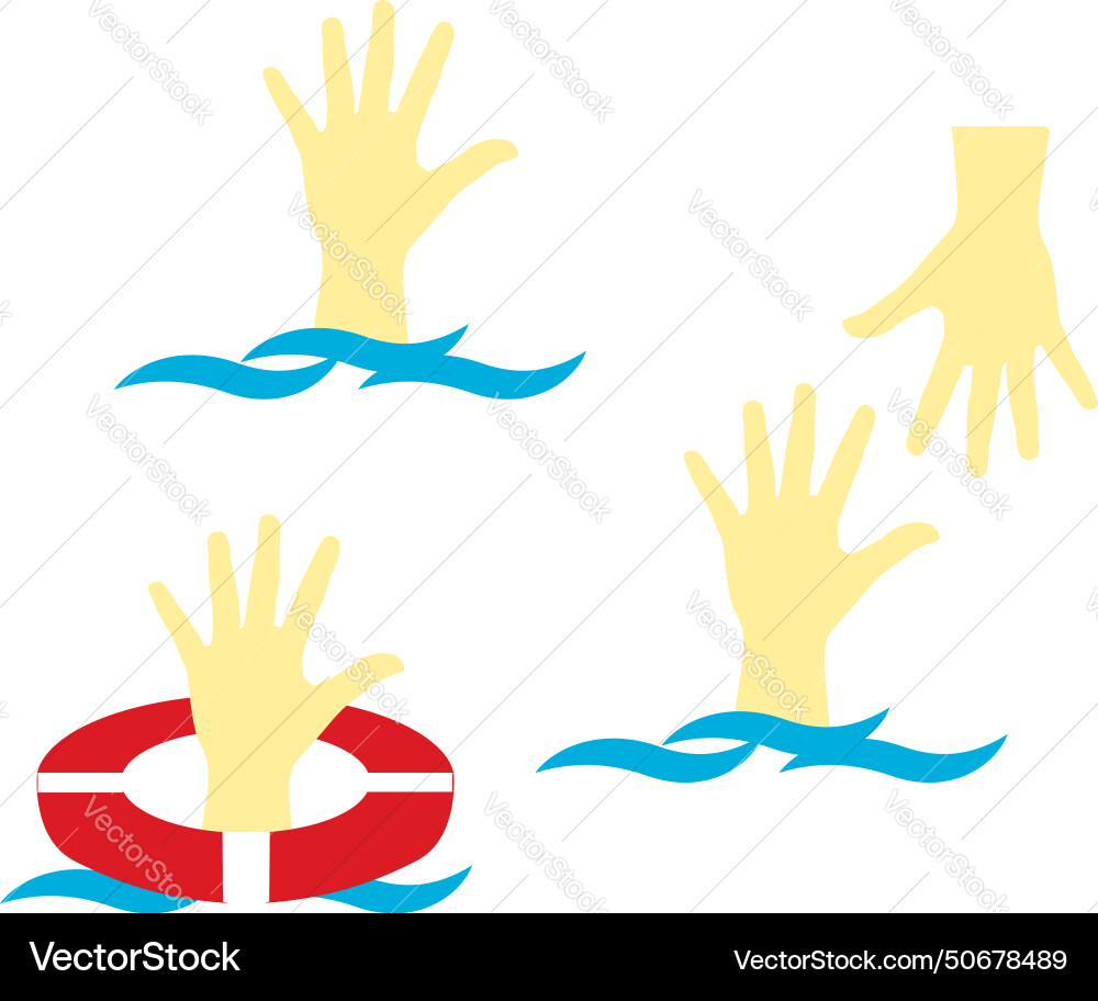 Drowning icons Royalty Free Vector Image - VectorStock